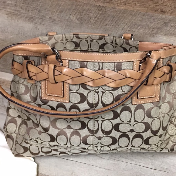 Coach | Bags | Coach Hampton Carryall Satchel Tote Monogram And Braided ...